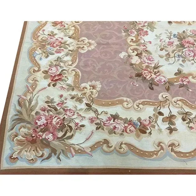 Handwoven French Style Aubusson Area Rug 9’0″ X 12’0″ | Chairish