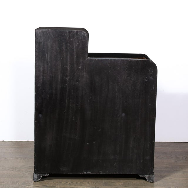 Art Deco Book-Matched Walnut & Black Lacquer Secretary Bookcase with ...