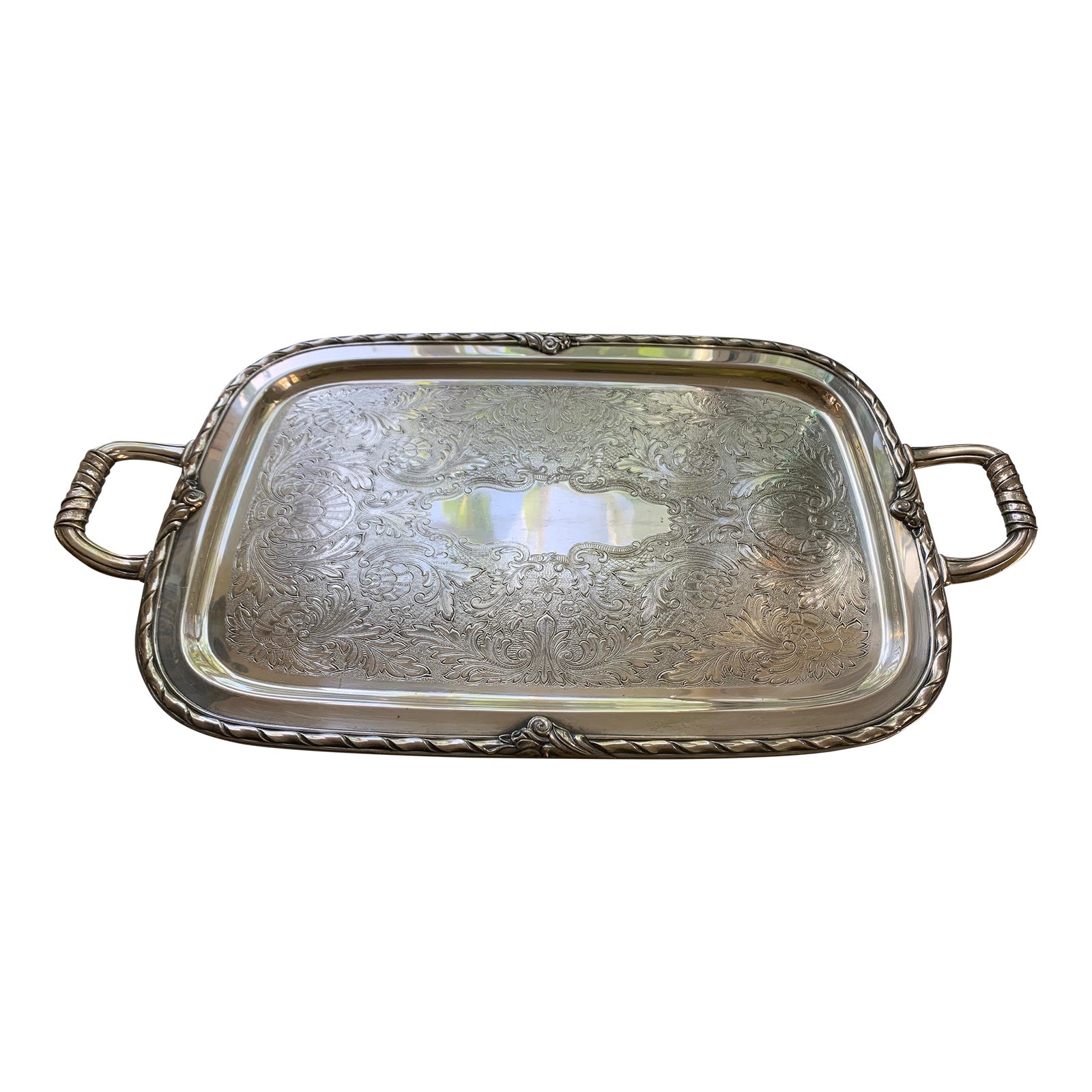 Vintage Deco Silverplate Serving Tray Oneida Hi-Light | Chairish