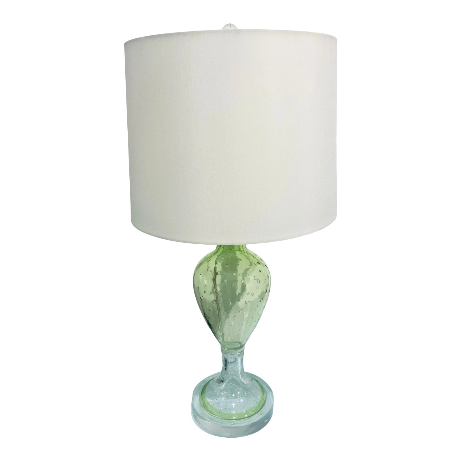 Current & Co. Modern Textured Green Glass Tessa Table Lamp | Chairish