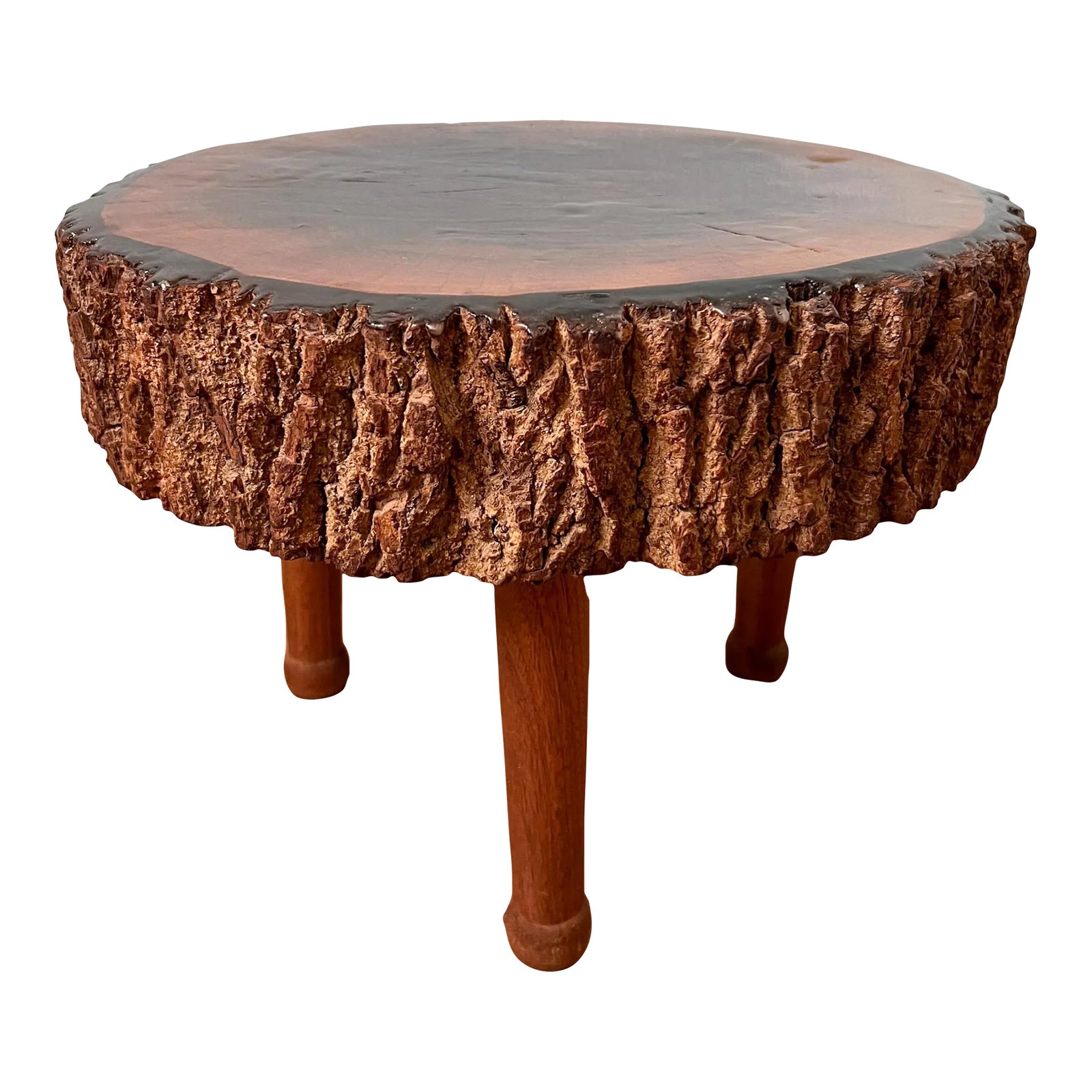 Vintage Raw Live Edge Wood Tree Trunk Slab Stool/ Table/ Plant Stand ...