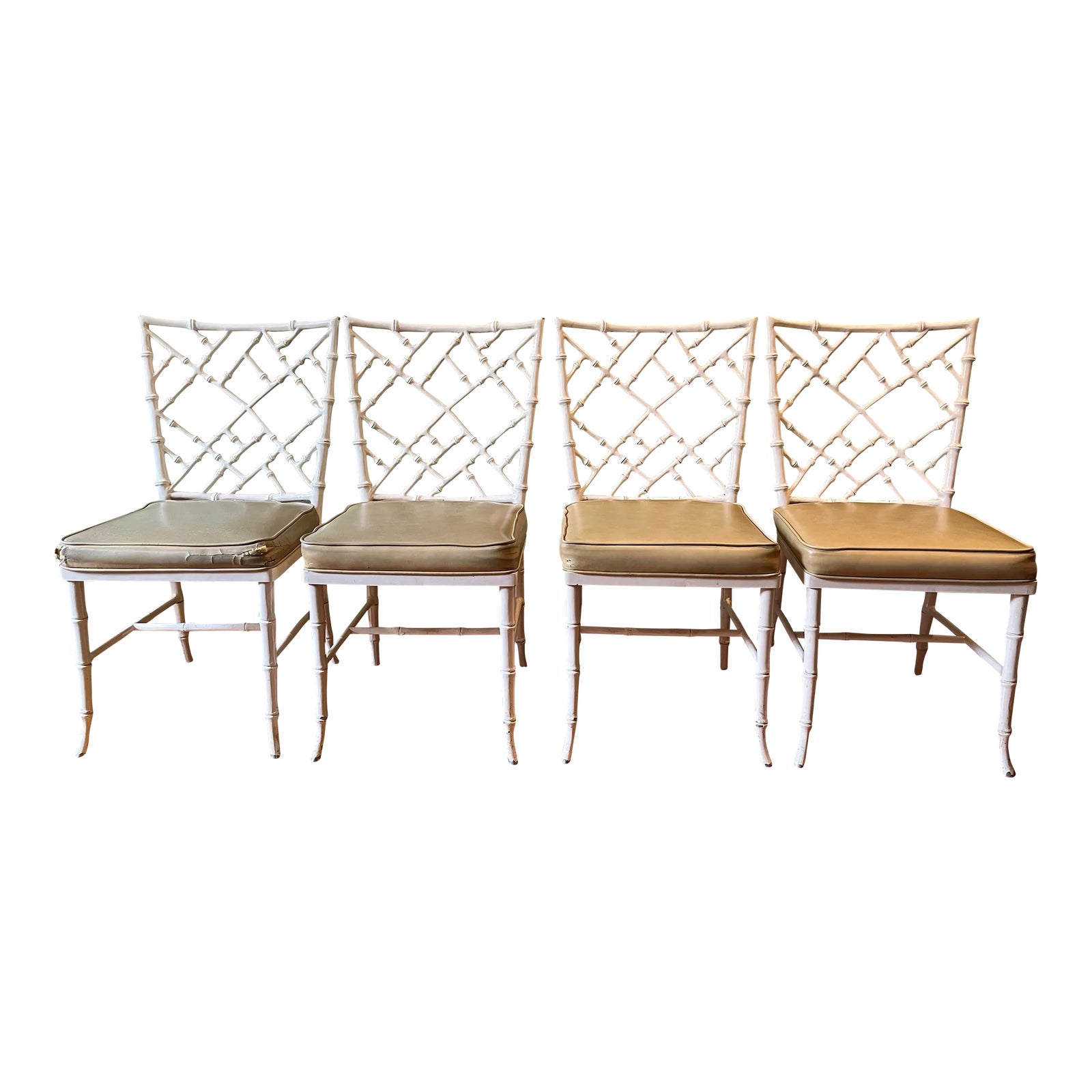 1960s Phyliss Morris for Kessler Wrought Iron Faux Bamboo Dining Chairs ...