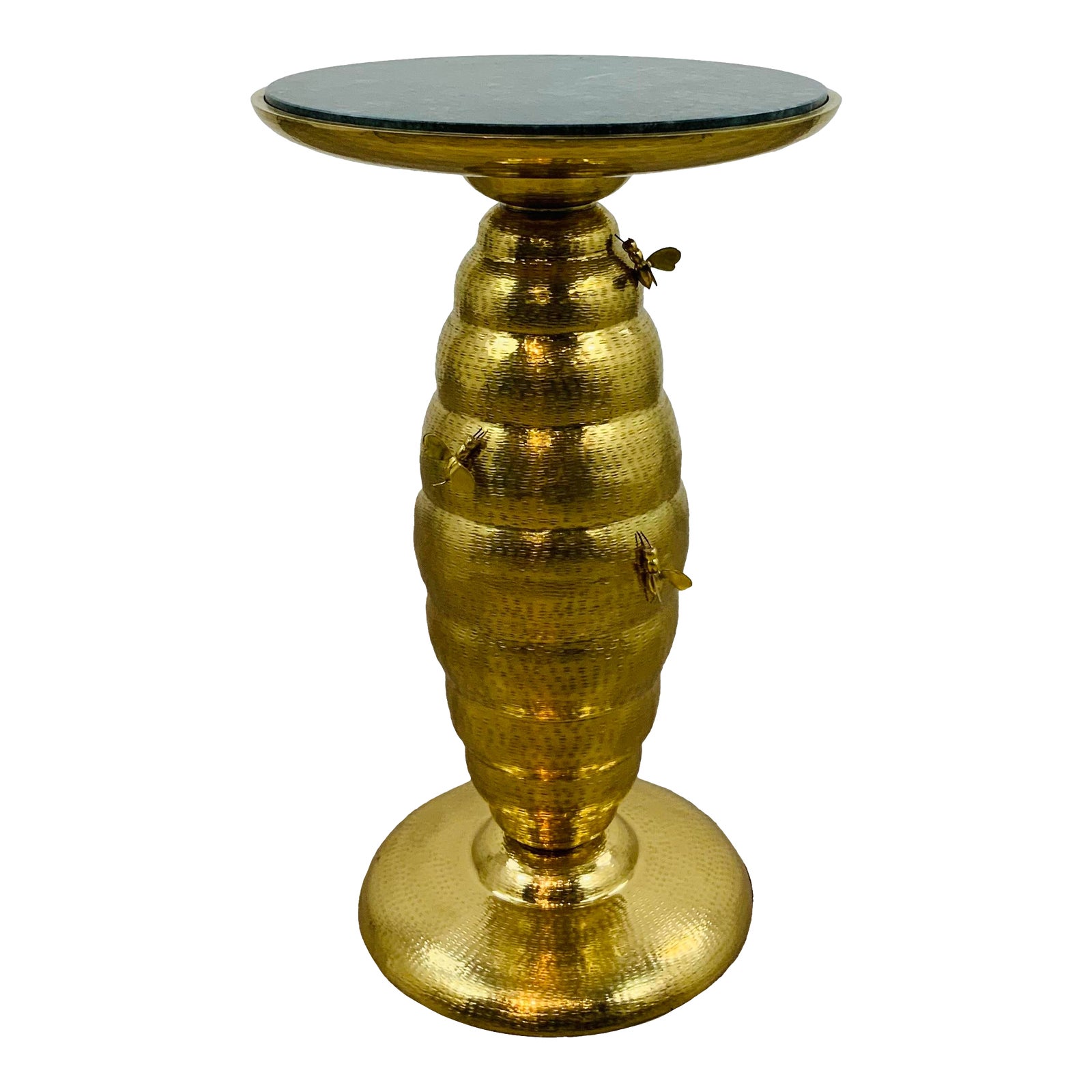 Currey & Co. Modern Textured Brass Bee My Honey SIde Table | Chairish