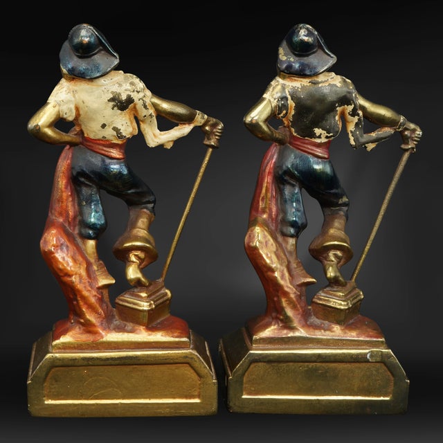 Pair Pompeian Bronze Plated and Enameled Pirate Bookends Circa 1925 ...