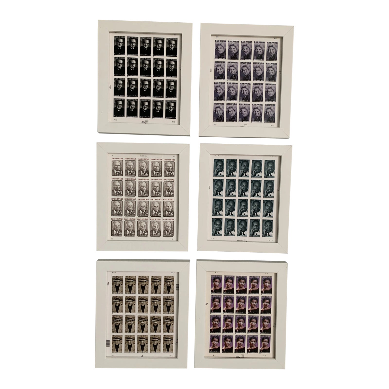 Late 20th Century Black Heritage Month Framed Stamp Collection - 6 ...