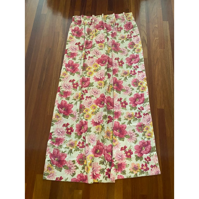 Vintage 1950s Cottage Core Shabby Chic Pink Floral Curtain Panels ...