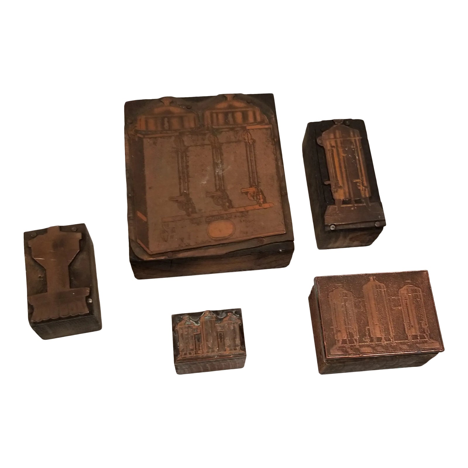 Collection of Antique Engraved Copper Printing Blocks | Chairish