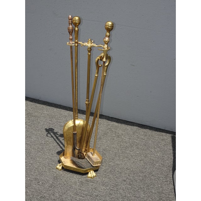 Vintage French Country Gold Fireplace Tools W Four Tools and Base W ...