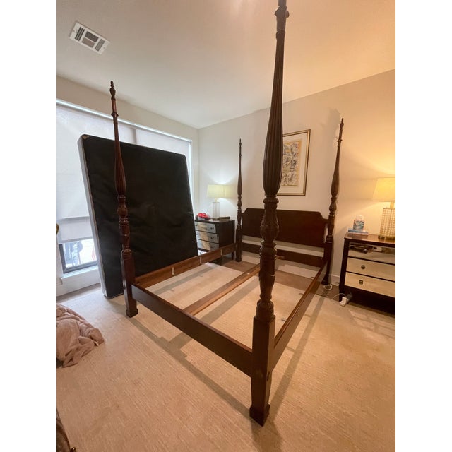 1980s Henredon Georgian Carved Mahogany Queen Size Four Poster Bed ...