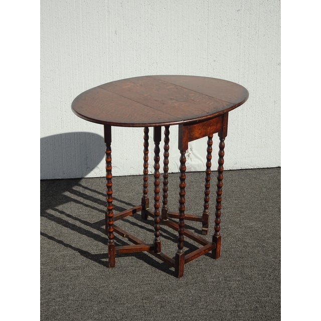 Antique Barley Twist Drop Leaf Side Table ~ French Country | Chairish