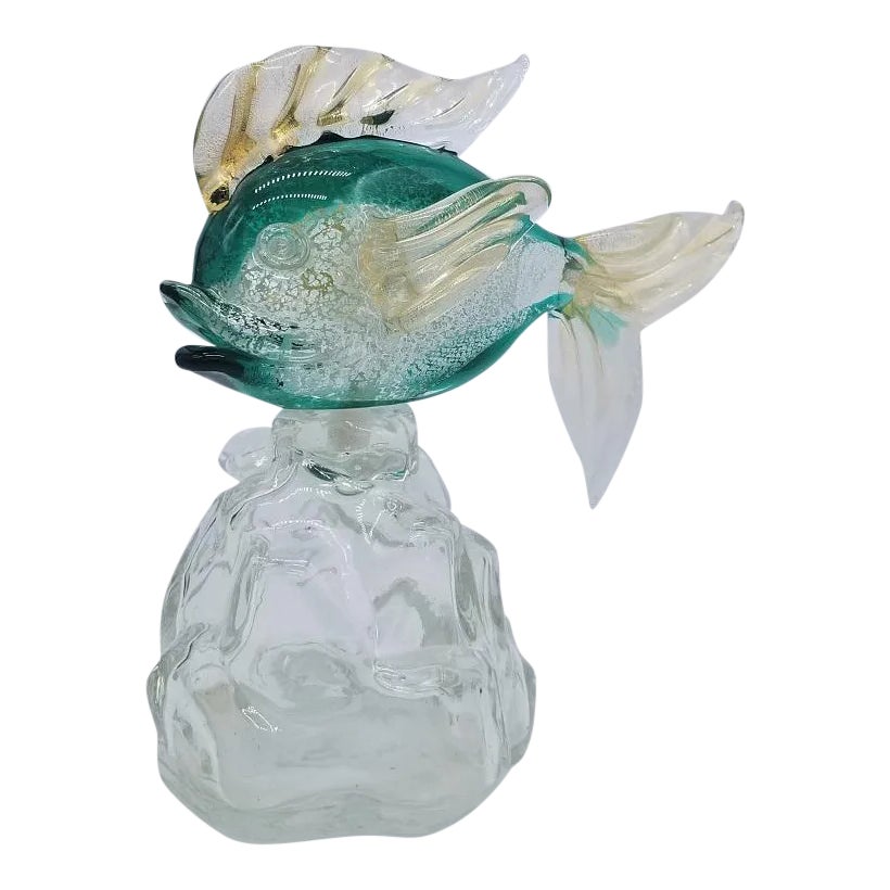 1970s Archimede Seguso Fish Murano Glass Bottle | Chairish