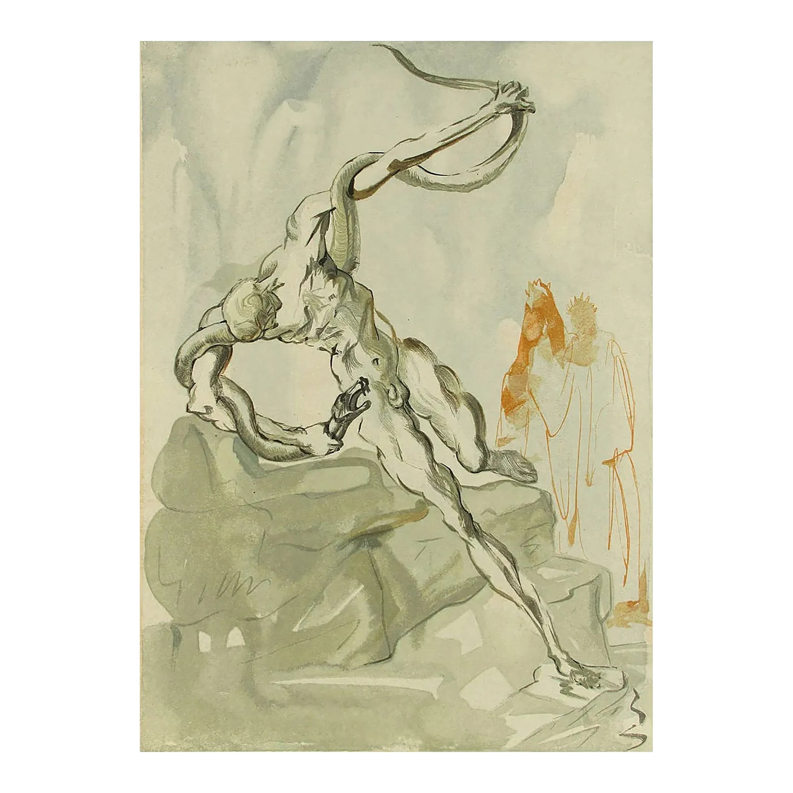 Salvador Dali Woodcut Hell 24 the Thieves | Chairish