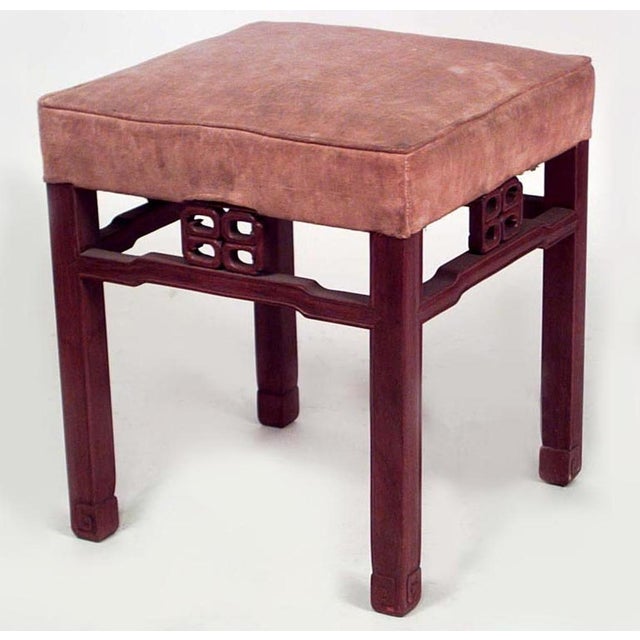 Vintage Mid Century Asian Chinese Style Square Teak Benches- a Pair ...
