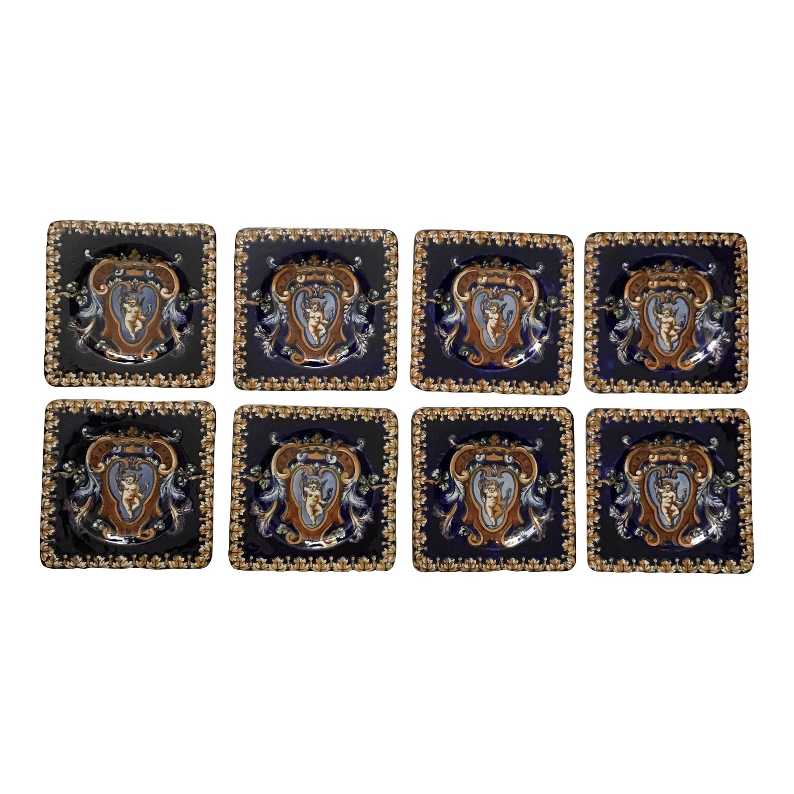 Cobalt Blue Ceramic 1940s Faiencerie De Gien French Renaissance Cobalt ...