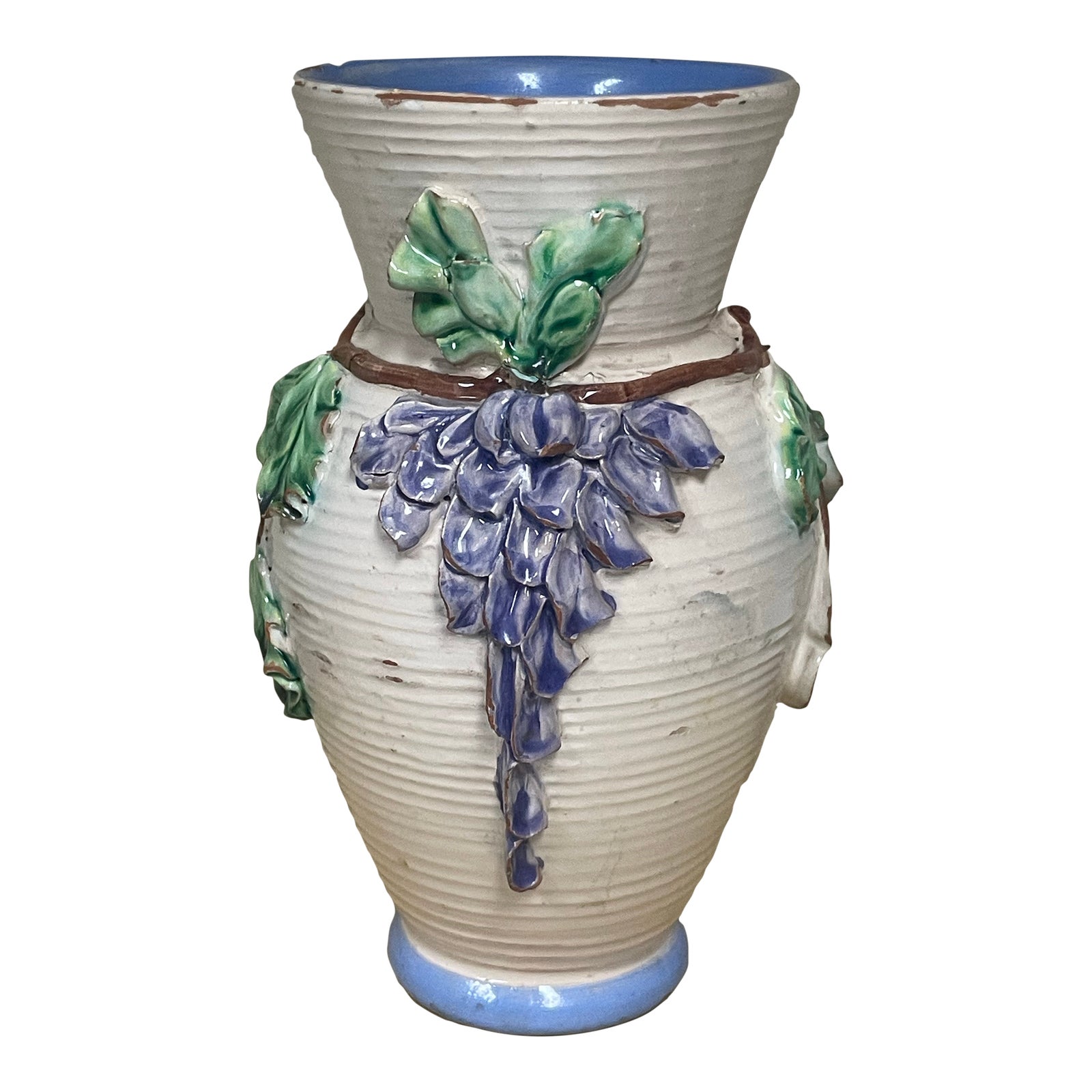 Italian Lilac and Leaf Majolica Pottery | Chairish