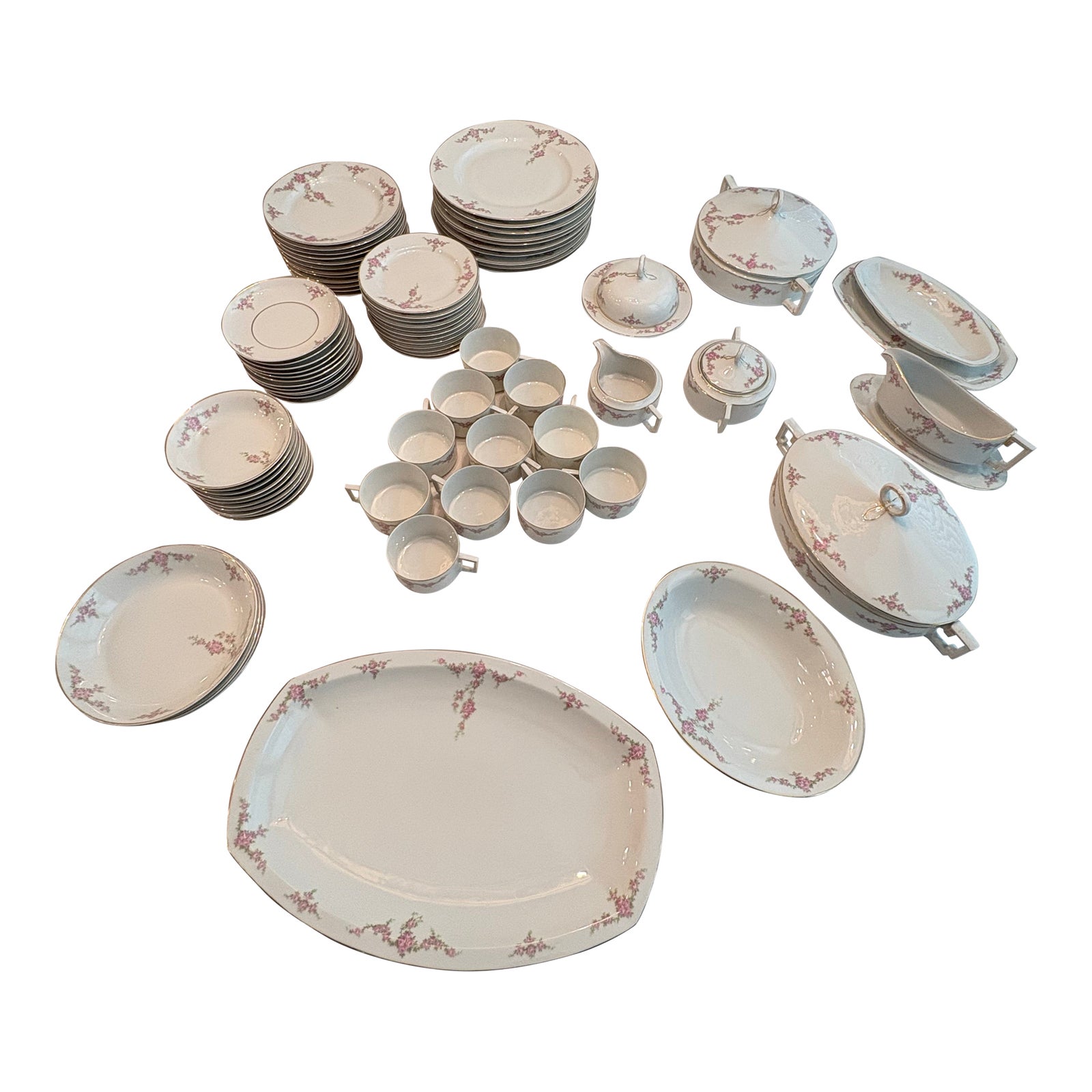 Antique Heinrich & Co. Porcelain Imperial China Dinnerware Set | Chairish