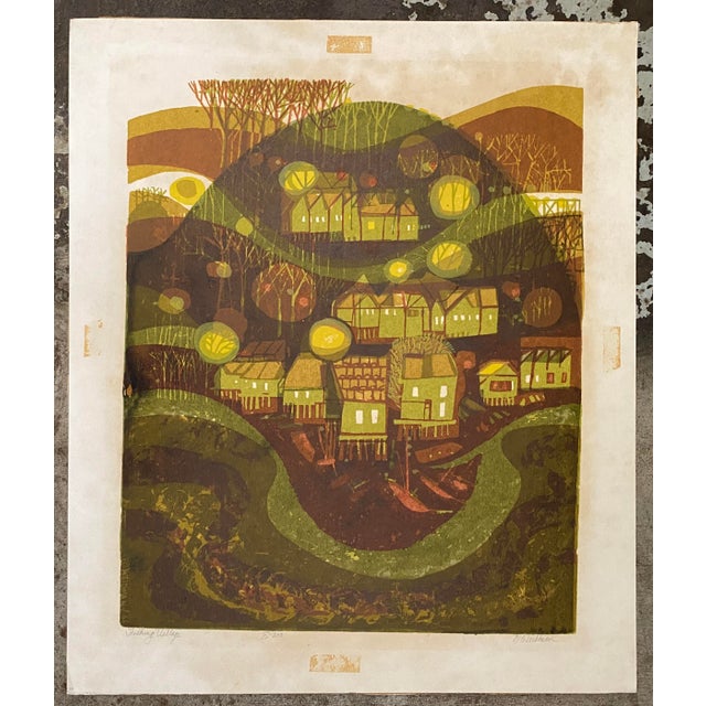 1965 David Weidman Fishing Village Serigraph | Chairish