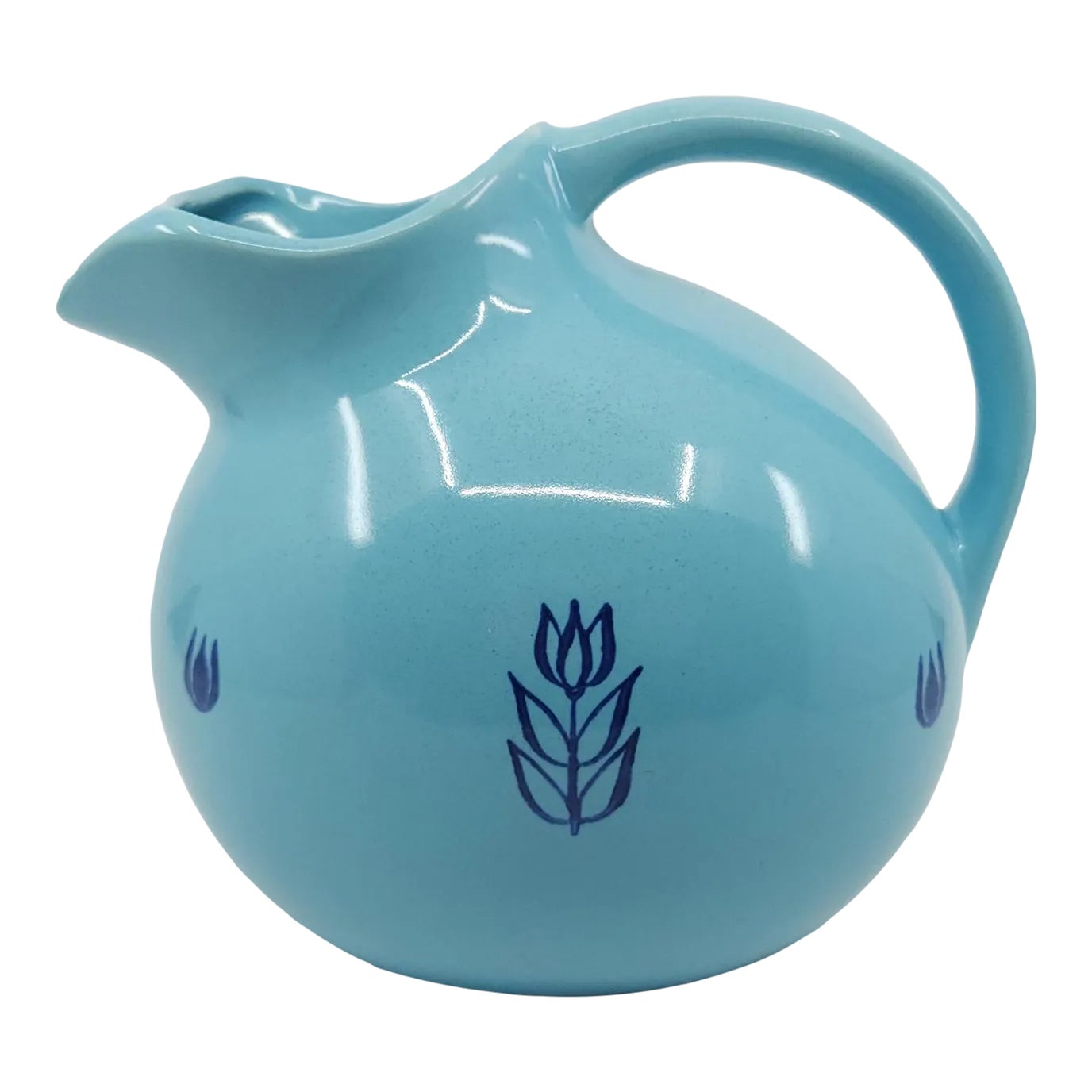 Vintage Cronin Usa Pottery Ball Pitcher Tulips | Chairish