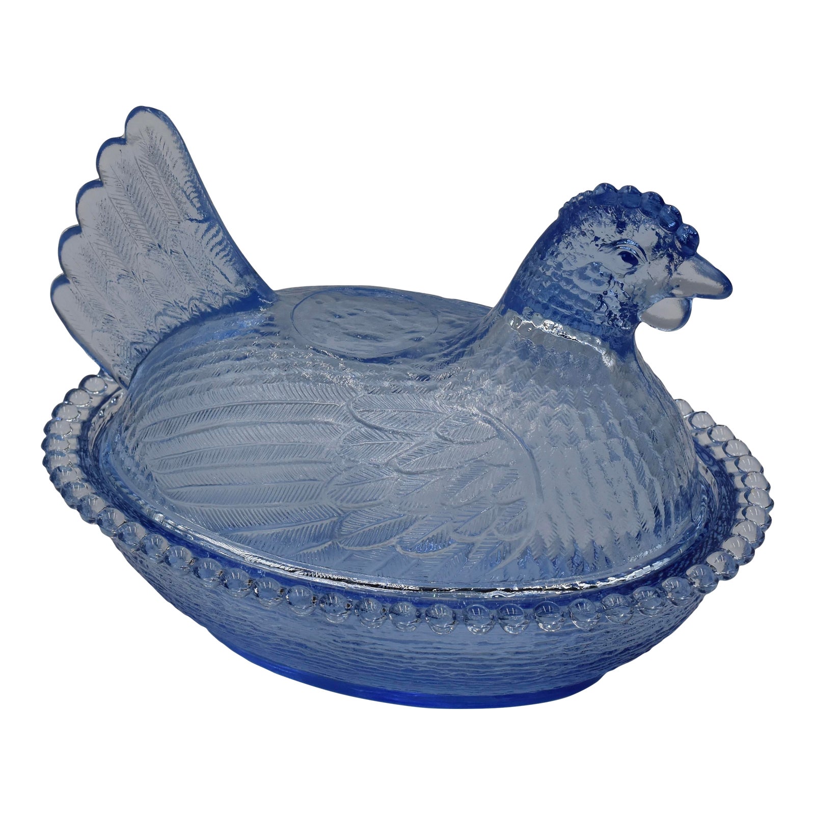 Vintage Indiana Glass Light Blue Covered Chicken on Nest Candy Dish ...