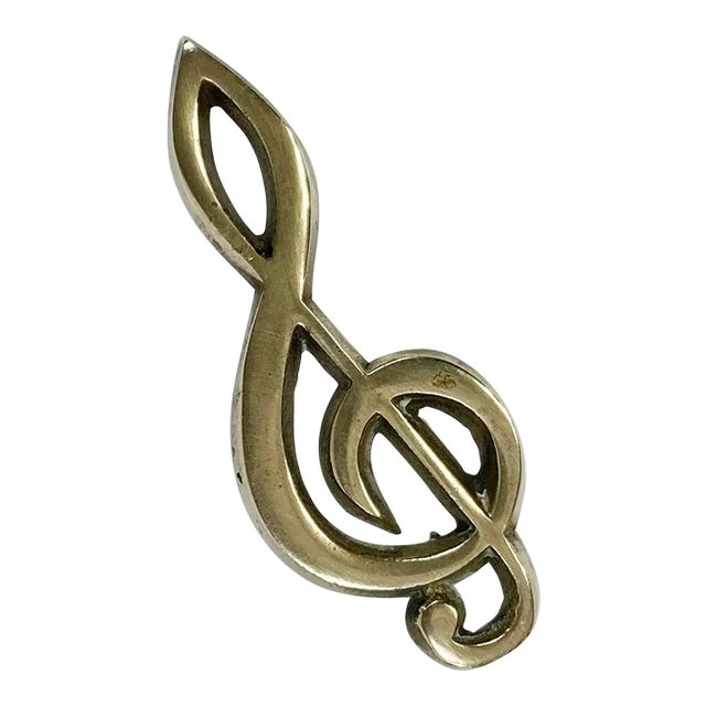 Vintage Brass Treble Clef Paper Weight | Chairish