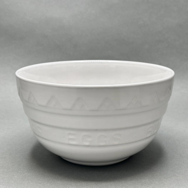Vintage White Ceramic Mixing Bowl With Embossed Baking Terms "Flour ...