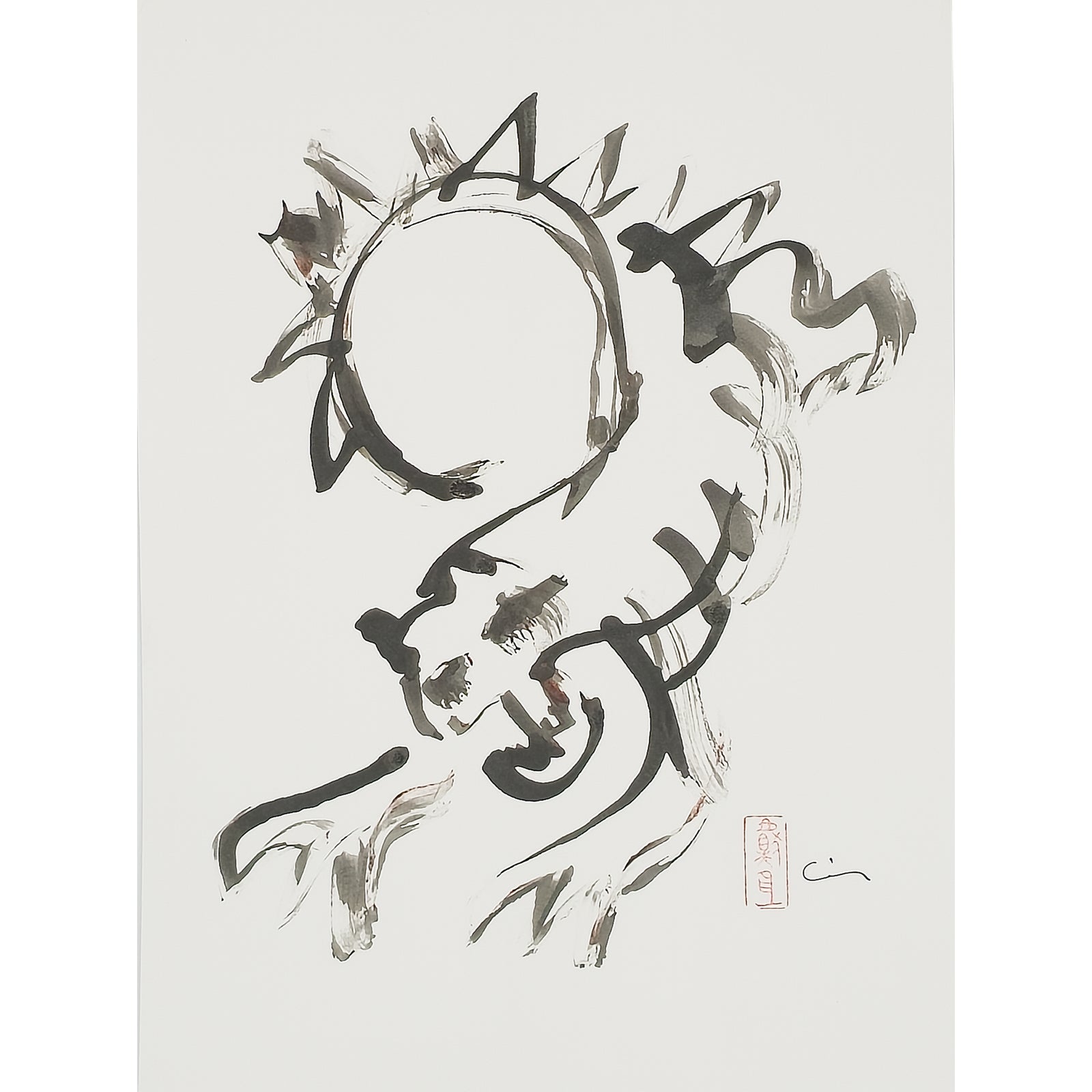 Sumi Tiger - Virginia Cohn Parkum, C. Unknown | Chairish