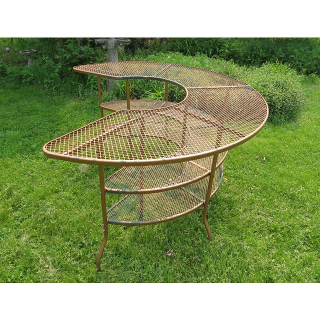 Vintage 1970s Tubular Aluminum Half Round 3-Tier Outdoor Bar | Chairish