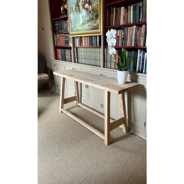 Modern Solid White Oak Console Table by Fortunata Design | Chairish