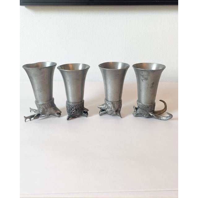 Rare Pewter Stirrup Cups -Set of 4 | Chairish