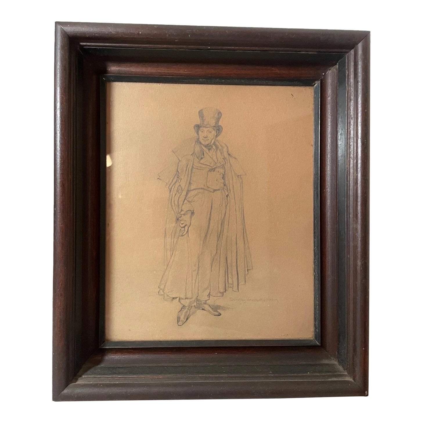 Antique 19th Century Original Dorothy Hammond Mason Man Realism Drawing ...