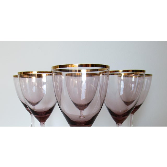 C1960s Italian Handblown Amethyst Purple With Gilt Gold Rimmed
