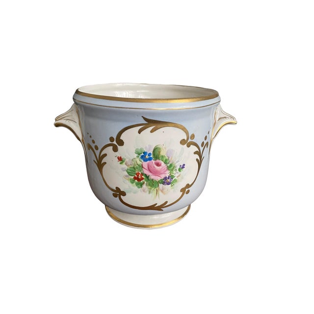 Late 19th Century Limoges France Hand Painted Robin Egg Blue Cachepot ...