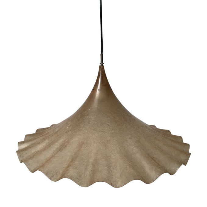 Large Fibreglass Pedant Light with Pleated Edging, 1970s | Chairish