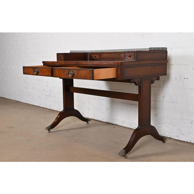 Baker Furniture English Regency Mahogany Leather Top Writing Desk Chairish