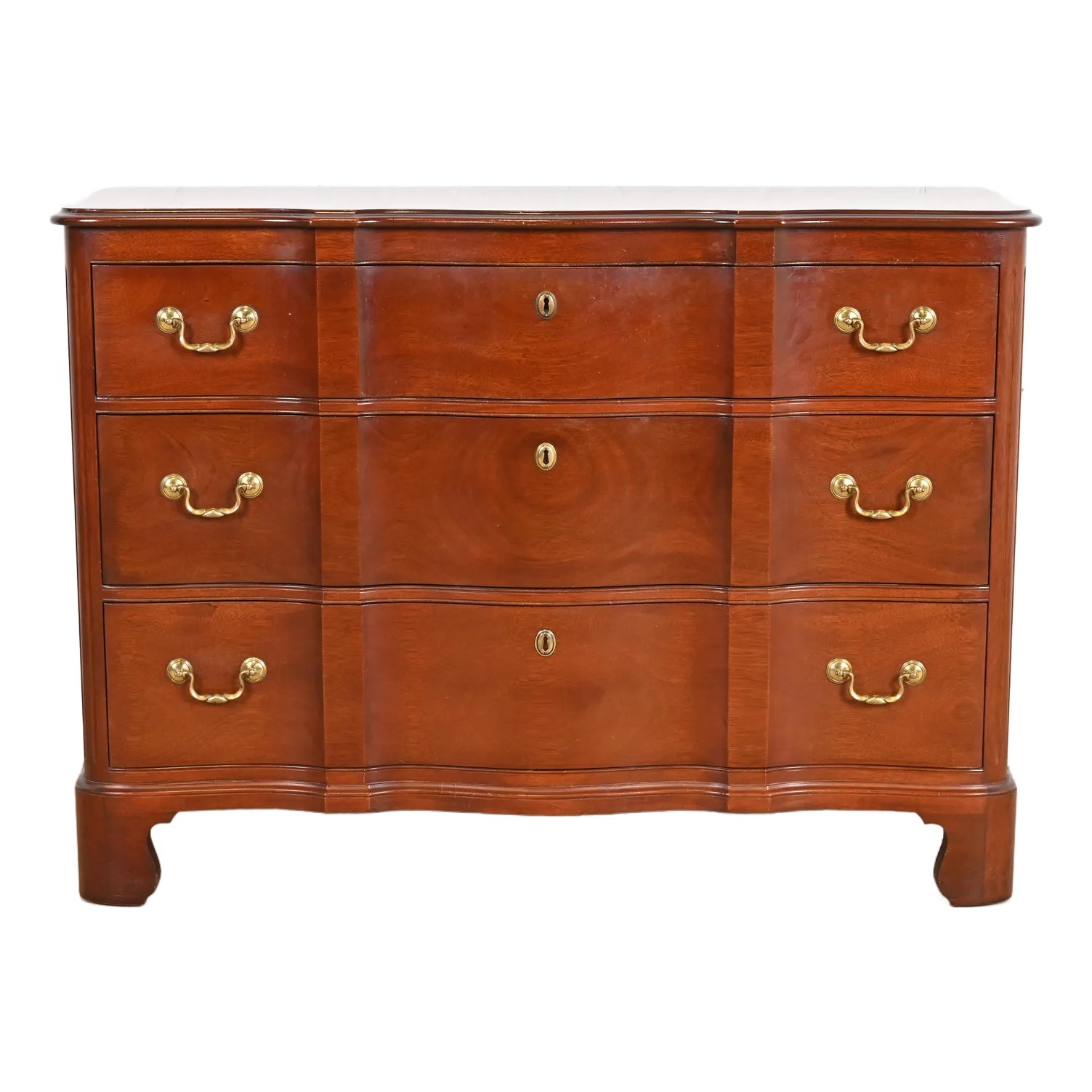Baker Furniture Style Georgian Carved Solid Mahogany Block Front Chest ...