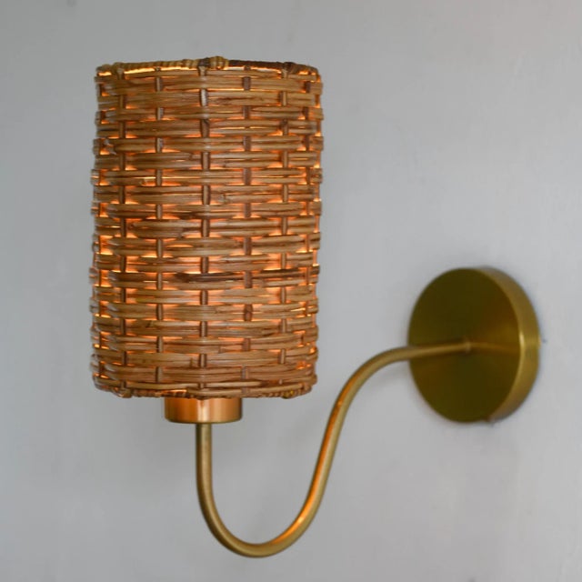 1990s Rattan Wicker Wall Sconce | Chairish
