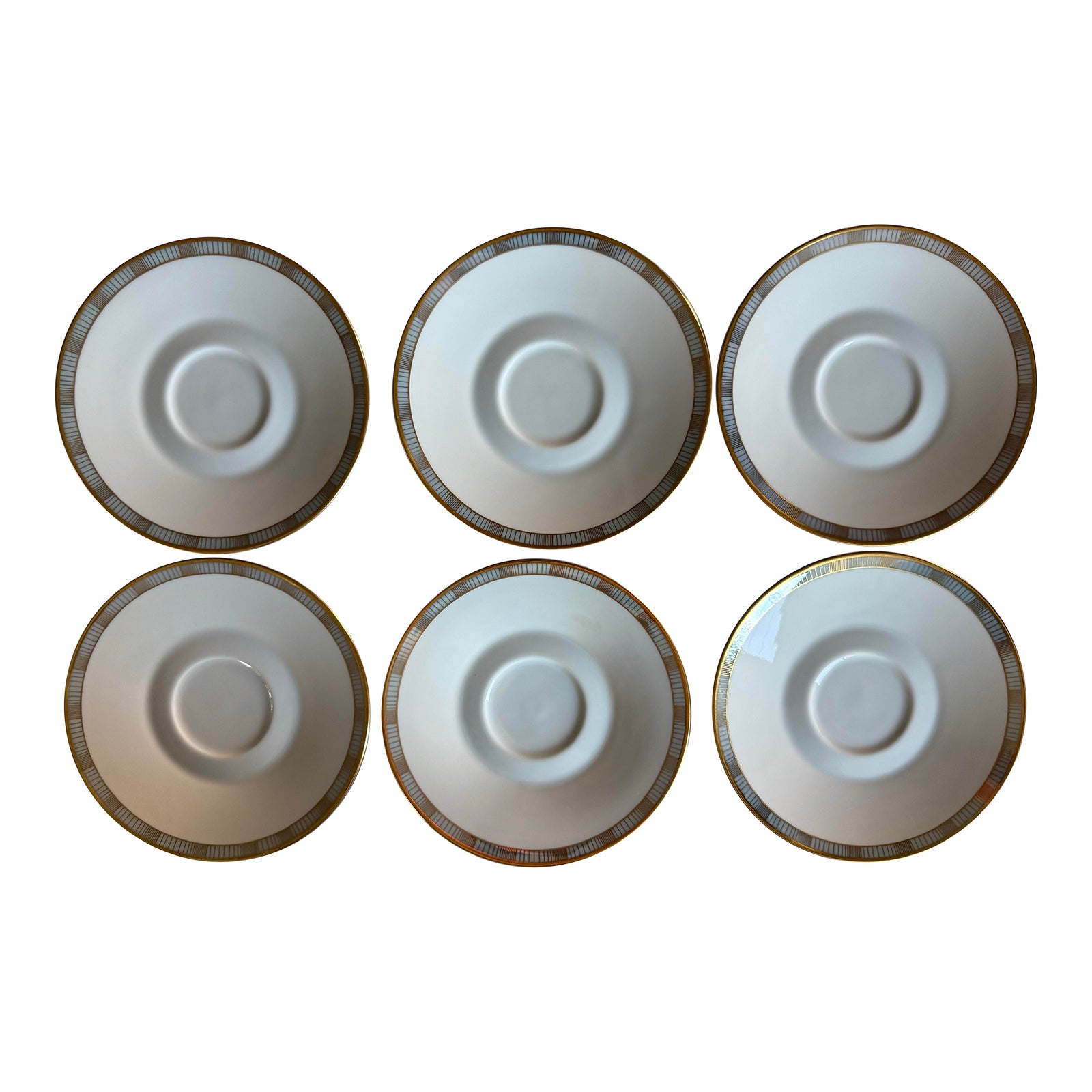 Mid Century Rosenthal Saucers in the Continental Blue Band Gold Lines ...