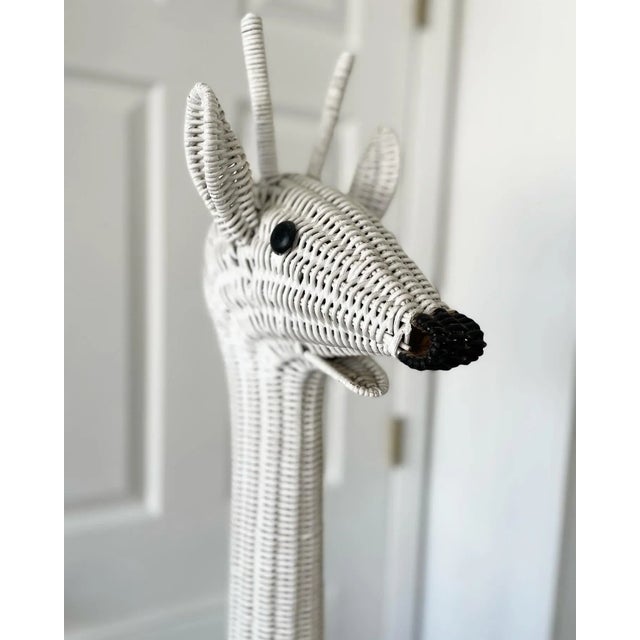 Mid-Century Wicker Giraffe Planter | Chairish