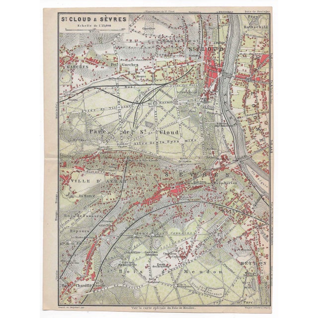 Antique Map of Sevres and St Cloud Paris France | Chairish