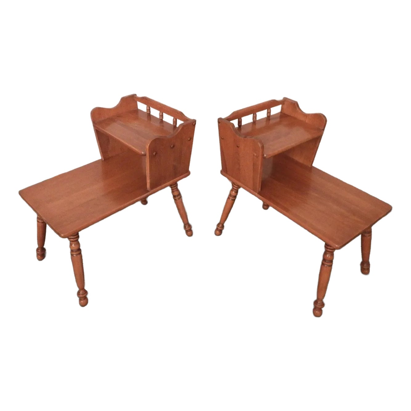 1950s Pair American Solid Rock Maple Step Up Tiered Nightstands Mid ...