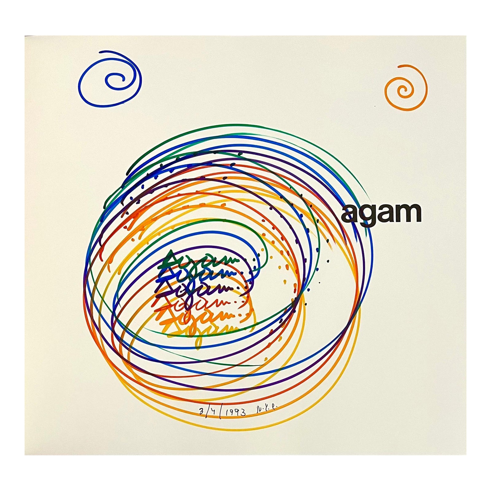 Yaacov AgamAgam Original Marker Drawing Colorful Spirals Hand Signed ...