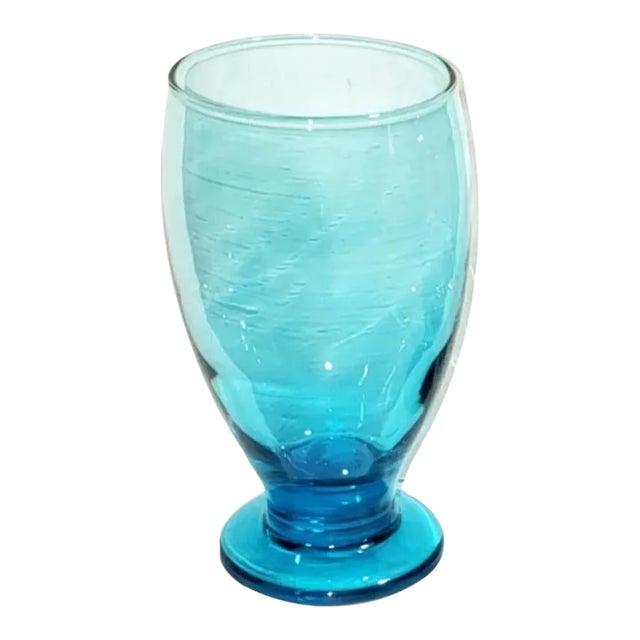 Turquoise Footed Cristar by Lexington Glass | Chairish