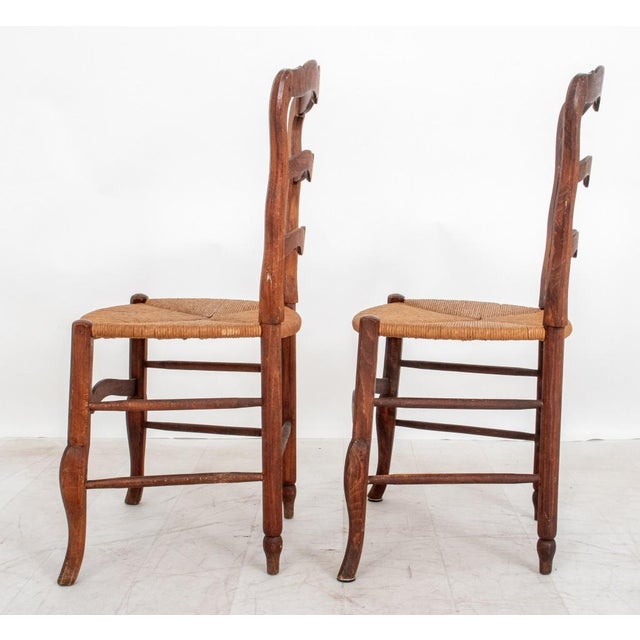 French Provincial Walnut Ladder Back Side Chairs, 2 | Chairish