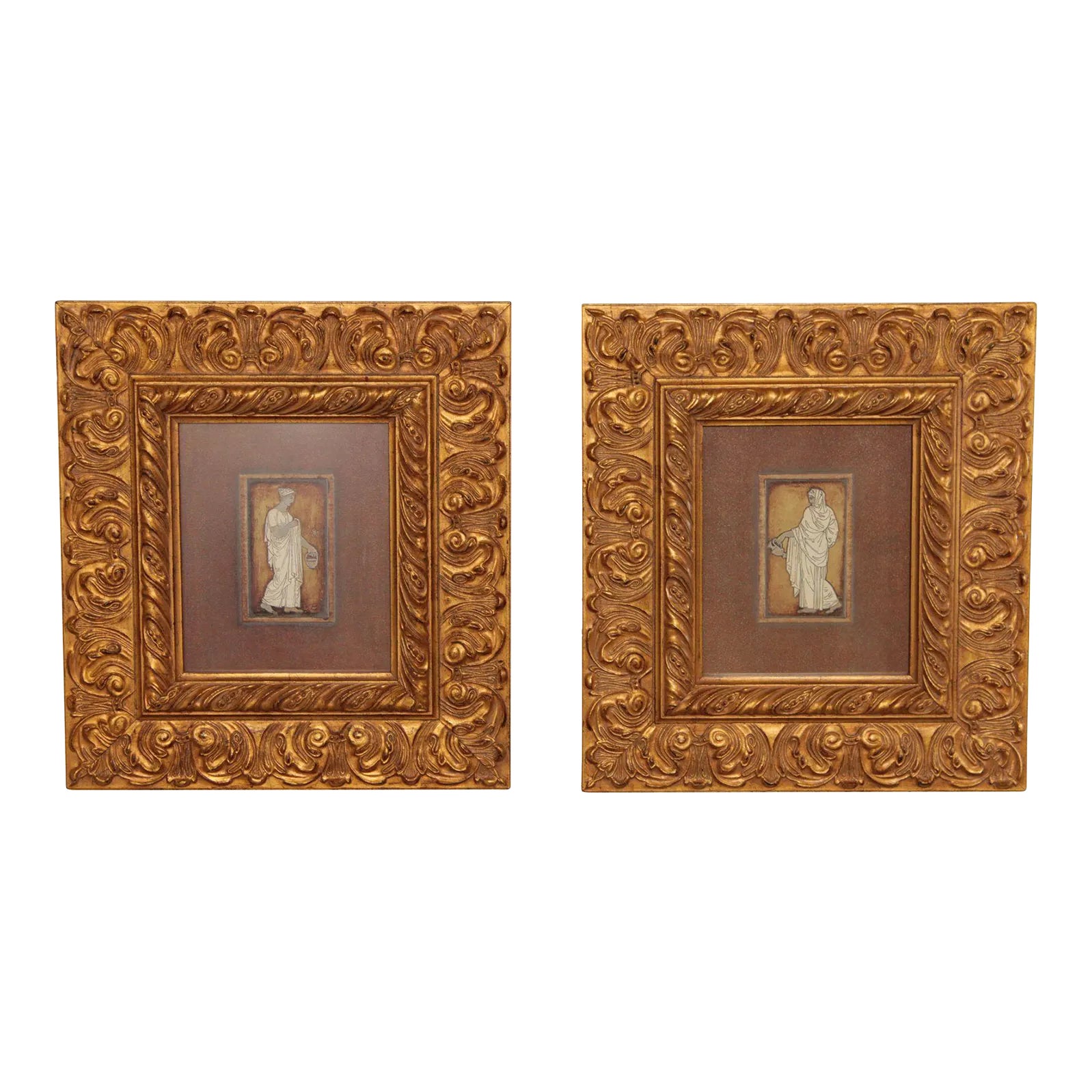 Vintage Classical Greco Roman Figural Decorative Wall Plaques - A Pair ...