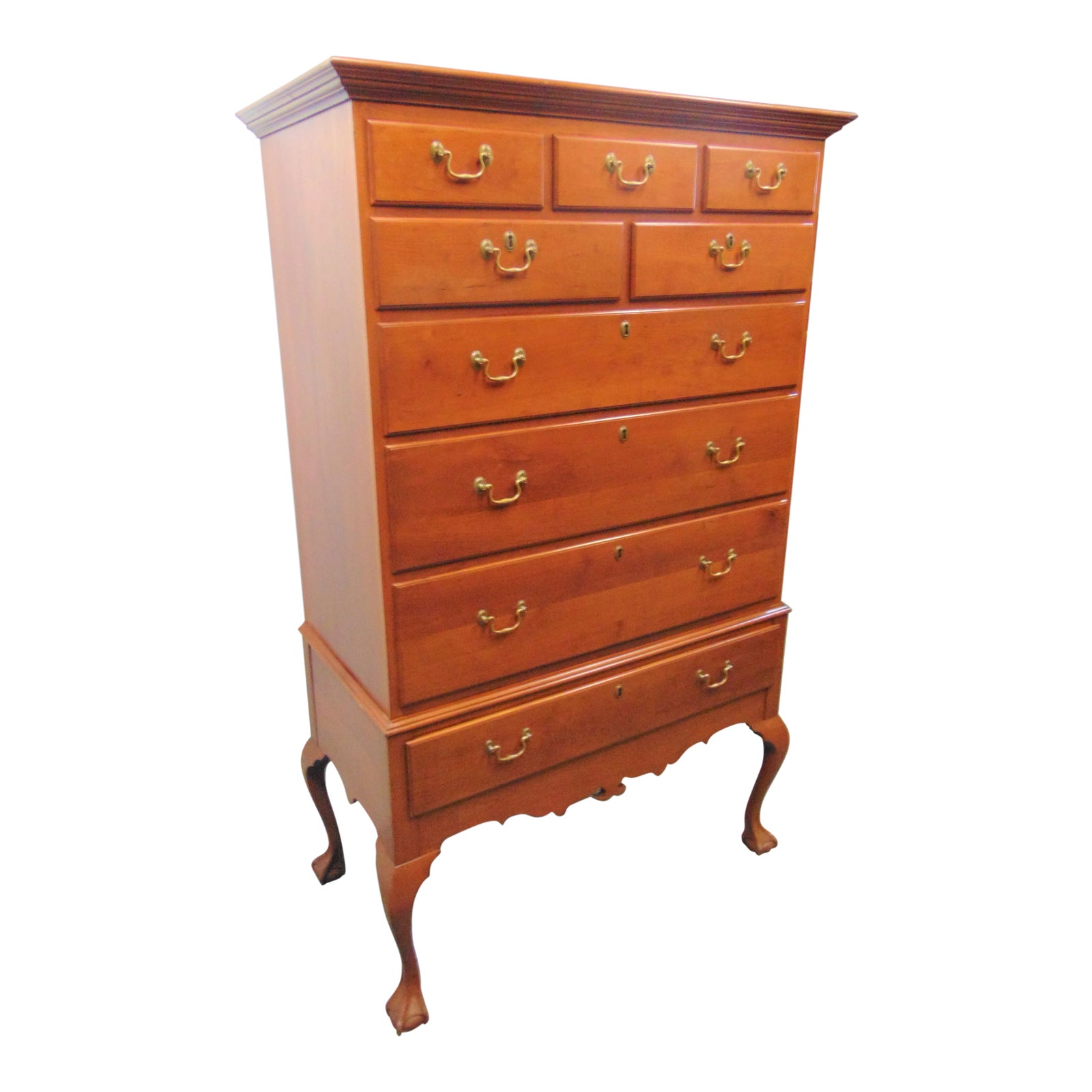 Mid 20th Century Custom Chippendale Cherry Highboy | Chairish