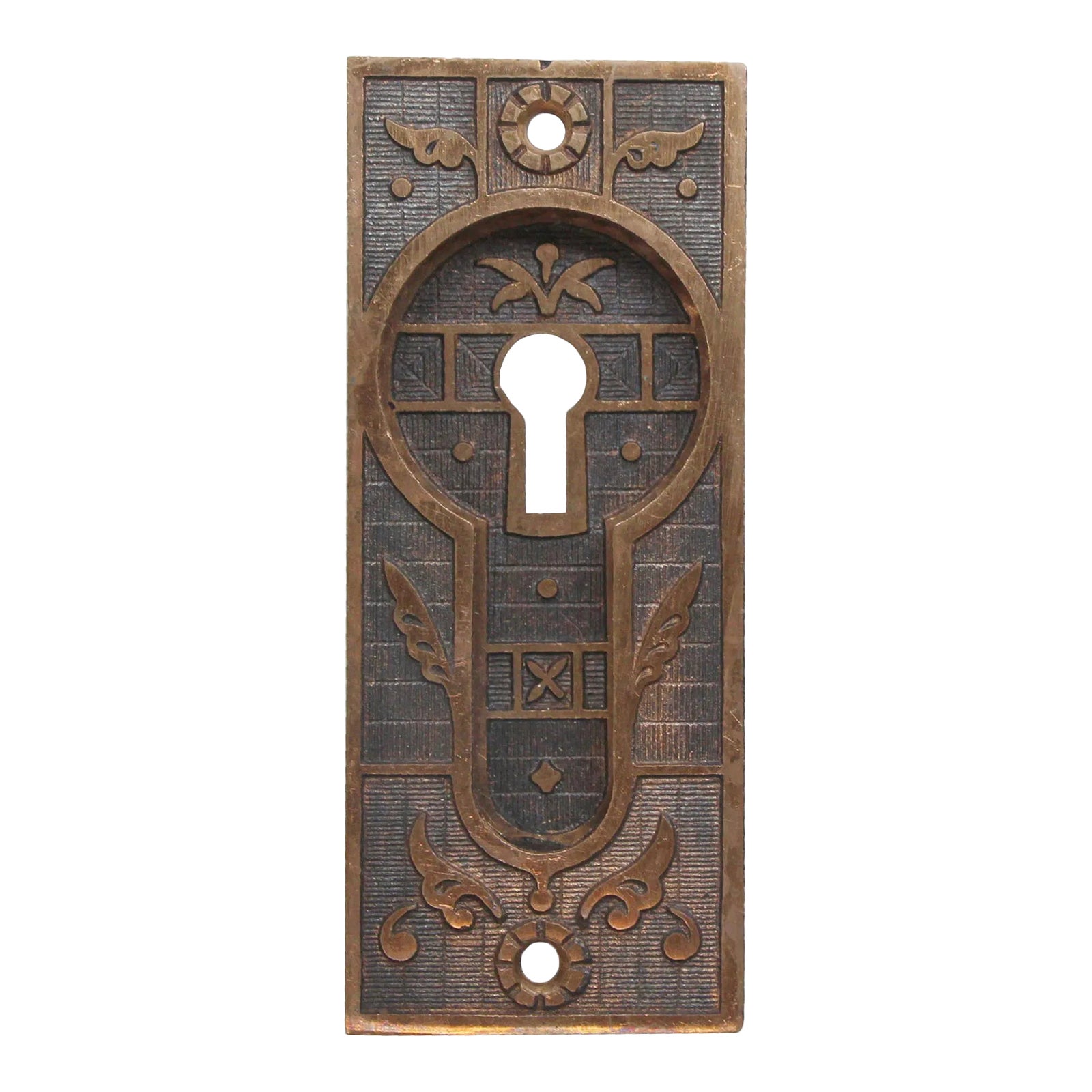 Mid 20th Century Bronze Keyhole Aesthetic Pocket Door Plate | Chairish