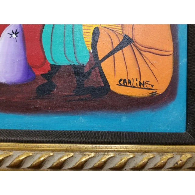 Signed Carline Original Haitian Haiti Oil Painting | Chairish