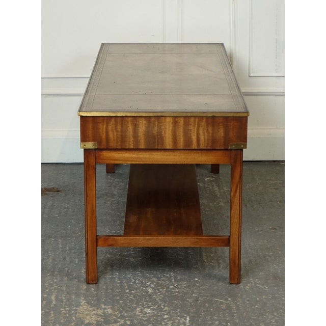 Vintage Military Campaign Style Coffee Table in Brown Aged Leather ...