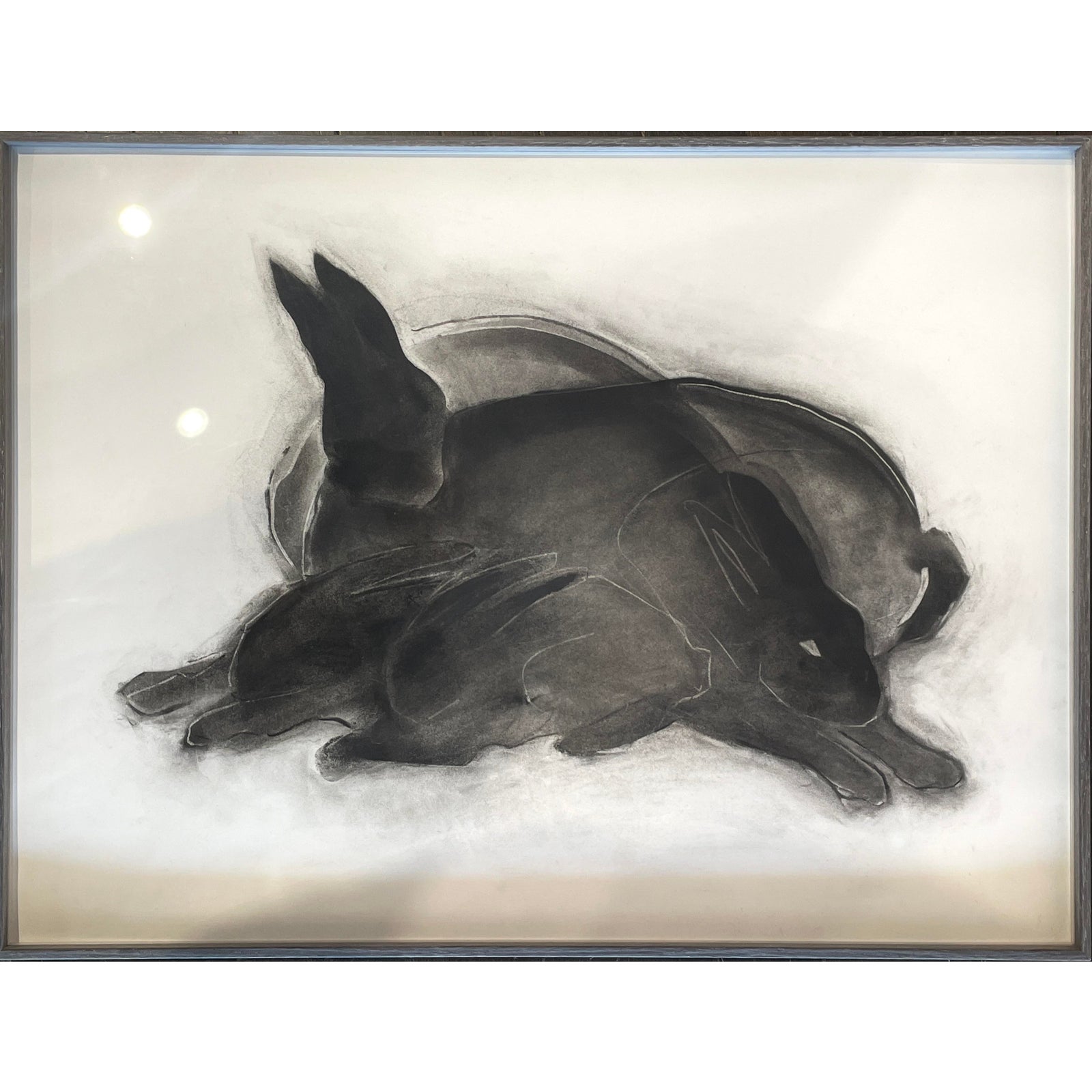 Contemporary Expressive Black and White Framed Charcoal Drawing of ...