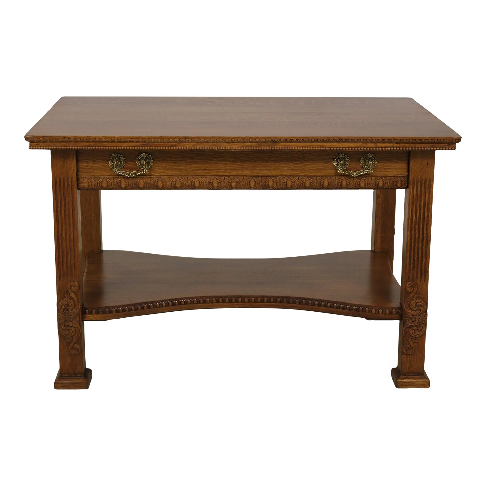 Antique Victorian Oak Restored Library Desk | Chairish